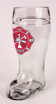 Fireman Firefighter Maltese Cross Glass 1L Beer Boot - German Beer ...